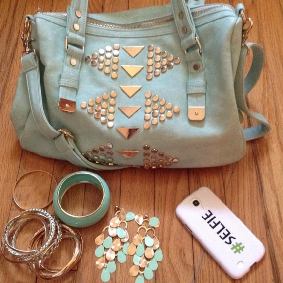 Bags | Stunning Gold Studded Bag | Poshmark